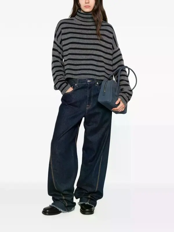 LISA YANG Zerlina Striped Roll-neck Jumper - Grey