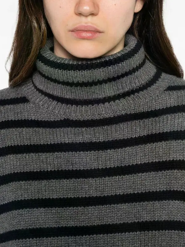 LISA YANG Zerlina Striped Roll-neck Jumper - Grey