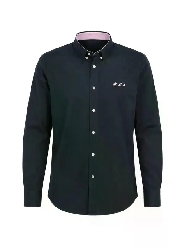 EDEN PARK Button-down Logo-patch Shirt - Blue