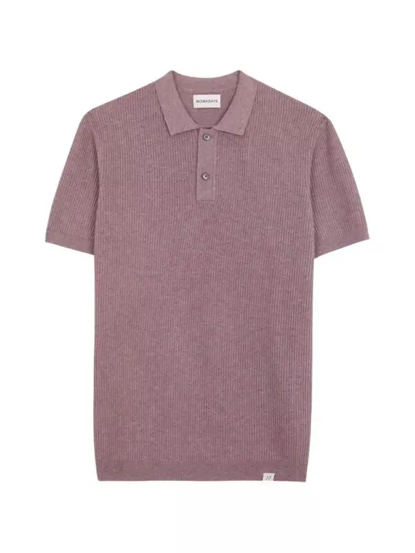 NOWADAYS Ribbed-knit Short-sleeve Polo Shirt
