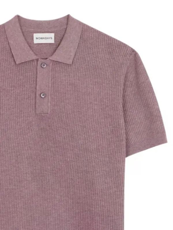 NOWADAYS Ribbed-knit Short-sleeve Polo Shirt