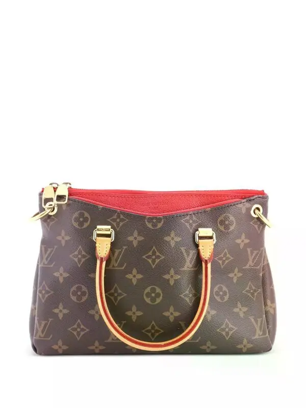 LOUIS VUITTON Monogram Canvas Pallas Tote Shoulder Bag - Brown