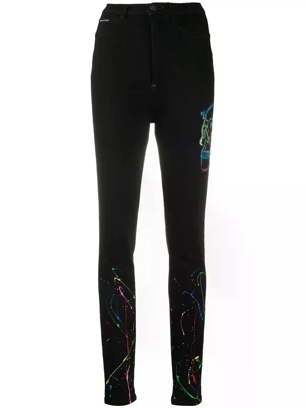 Philipp Plein Crystal Skull-embellished Leggings - Black