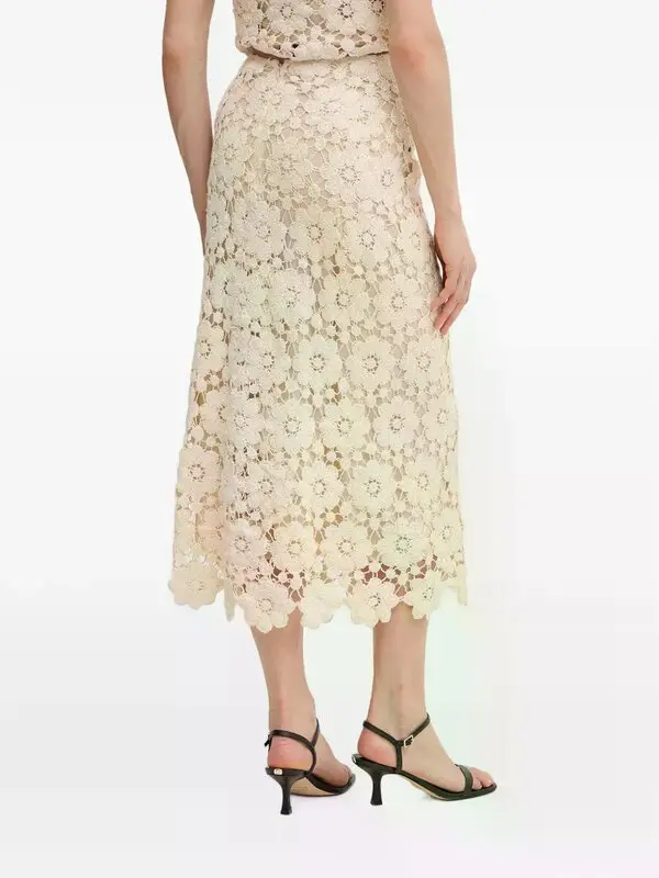 Bardot Veneta Crochet Floral-pattern Midi Skirt