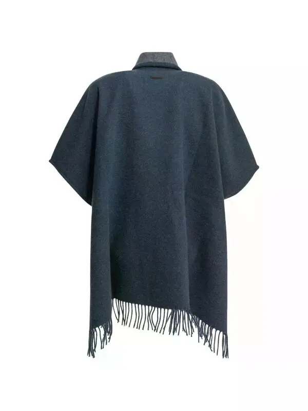 FERRAGAMO Fringed-hem Cape - Blue