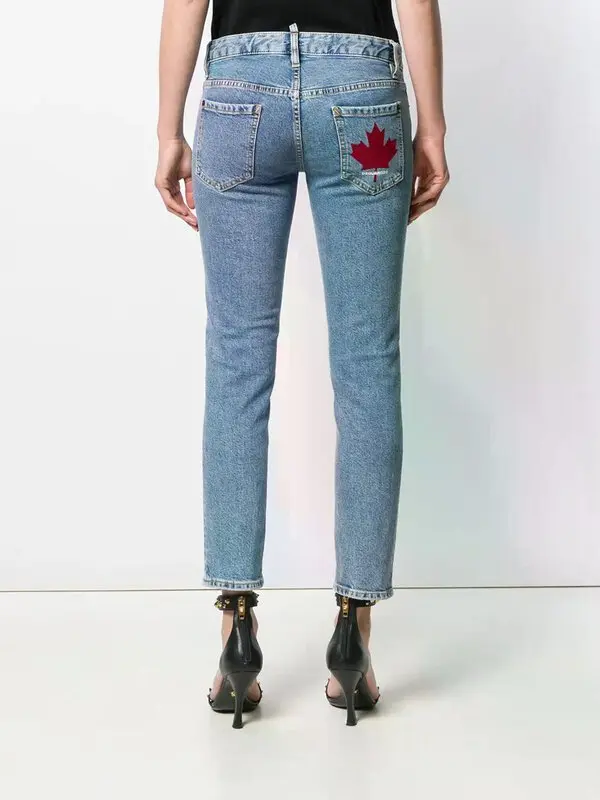 Dsquared2 Maple Leaf Patch Slim-fit Jeans