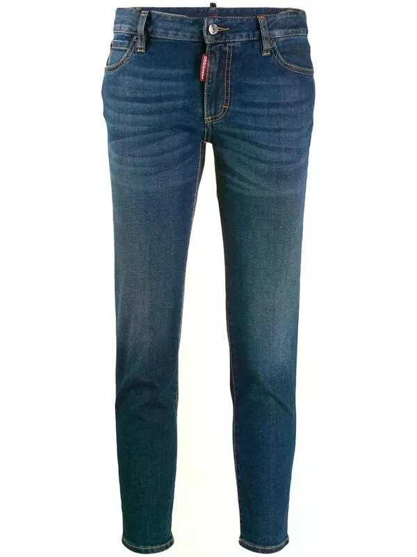 Dsquared2 Cropped Logo Rise Jeans - Blue