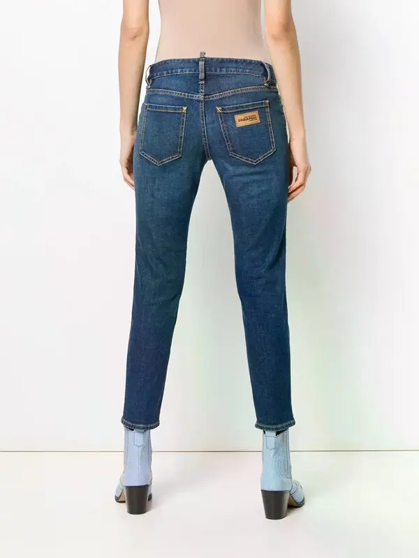 Dsquared2 Cropped Logo Rise Jeans