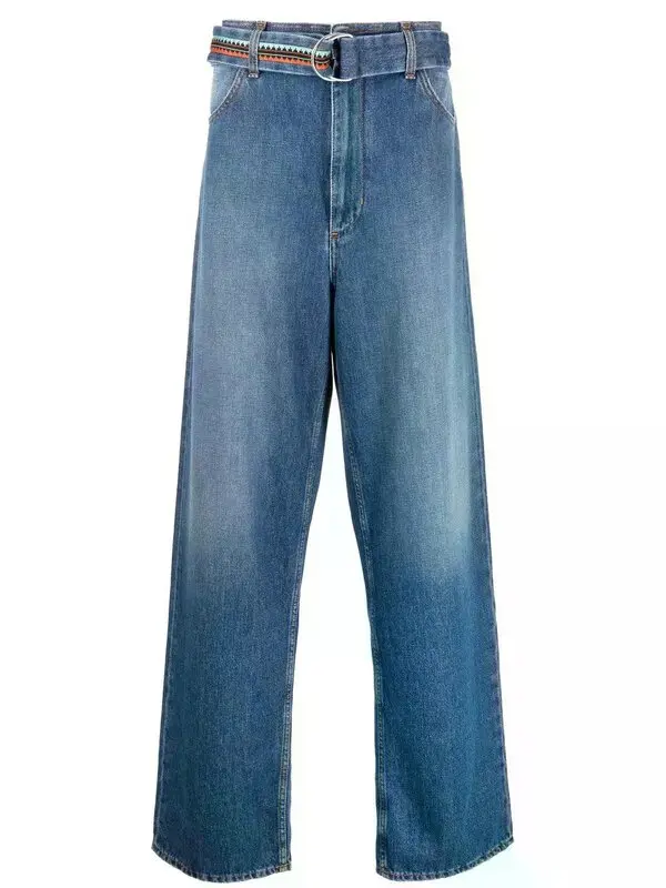 COUNTY OF MILAN Belted Wide-leg Jeans - Blue