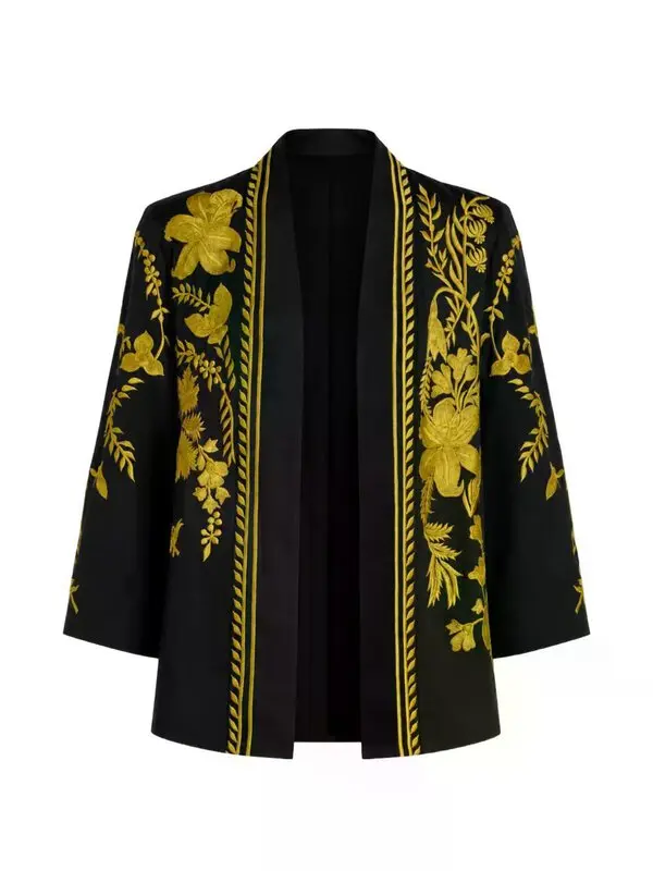 TEMPERLEY LONDON Thisbe Floral-embroidered Cape - Black