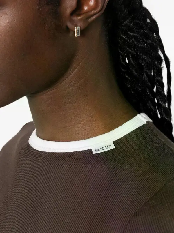 Prada Ribbed-knit Ringer T-shirt