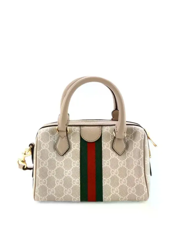 Gucci Ophidia Convertible Boston Bag Gg Coated Canvas Mini Satchel - Neutrals