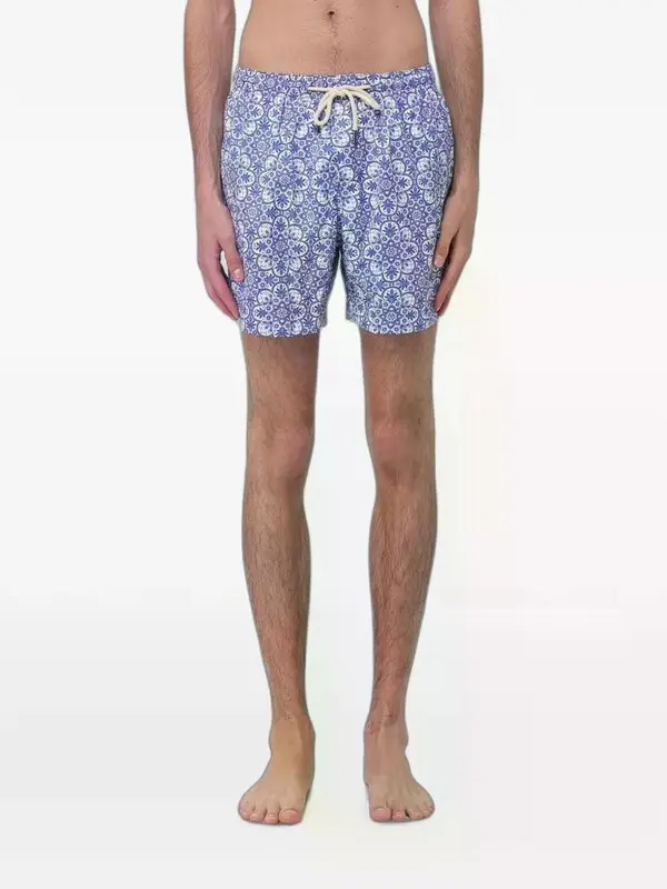 PENINSULA SWIMWEAR Geometric-print Swim Shorts - Blue