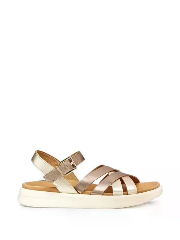 Geox Xand 2s Metallic-finish Crossover-strap Sandals - Neutrals