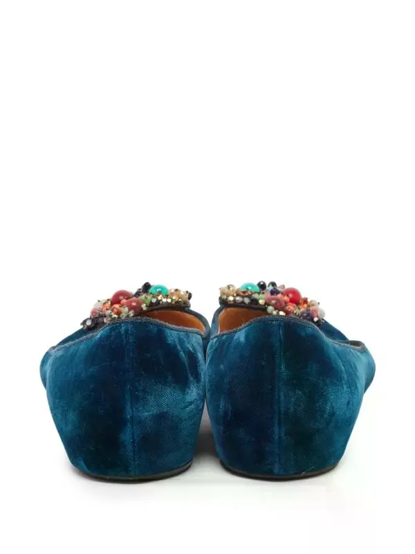 CHRISTIAN LOUBOUTIN Diva Cora Velvet Ballet Flats - Blue