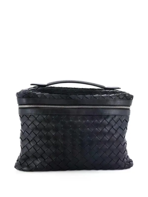 Bottega Veneta Vanity Case Intrecciato Leather Pouch - Black