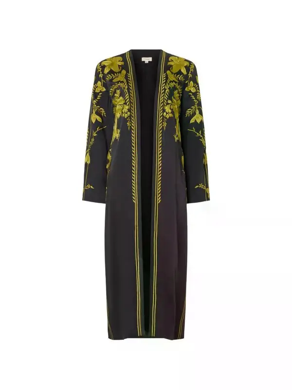 TEMPERLEY LONDON Thisbe Floral-embroidered Coat - Black