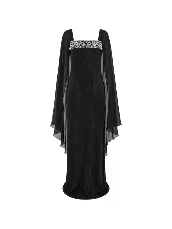 TEMPERLEY LONDON Pyramus Crystal-embellished Cape Gown Maxi Dress - Black