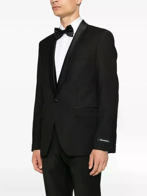 Karl Lagerfeld Satin-trim Buttoned Blazer