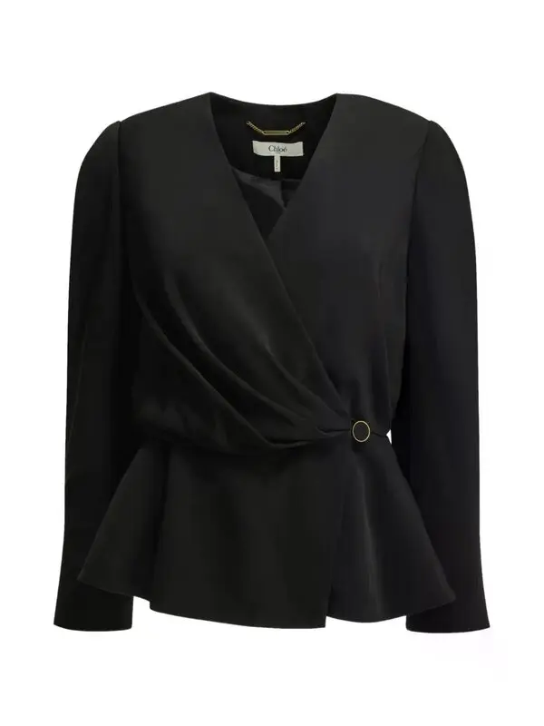 Chloé Draped Peplum Top - Black