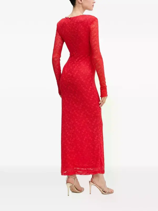 Bardot Zenia Lace Overlay V-neck Midi Dress