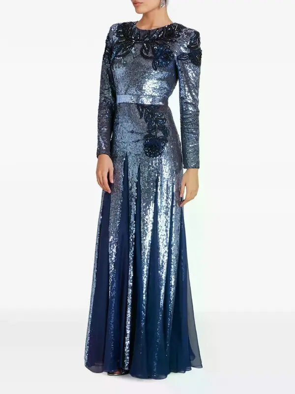 TEMPERLEY LONDON Porta Floral-embroidered Maxi Dress