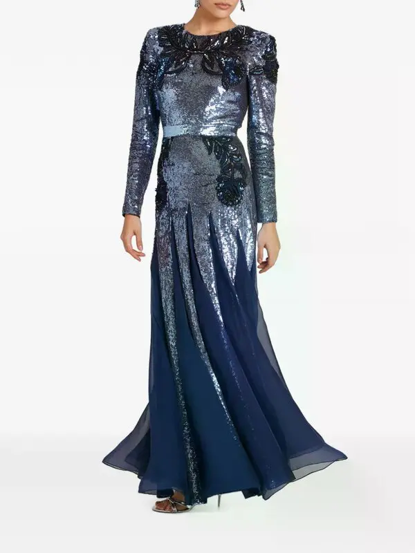 TEMPERLEY LONDON Porta Floral-embroidered Maxi Dress