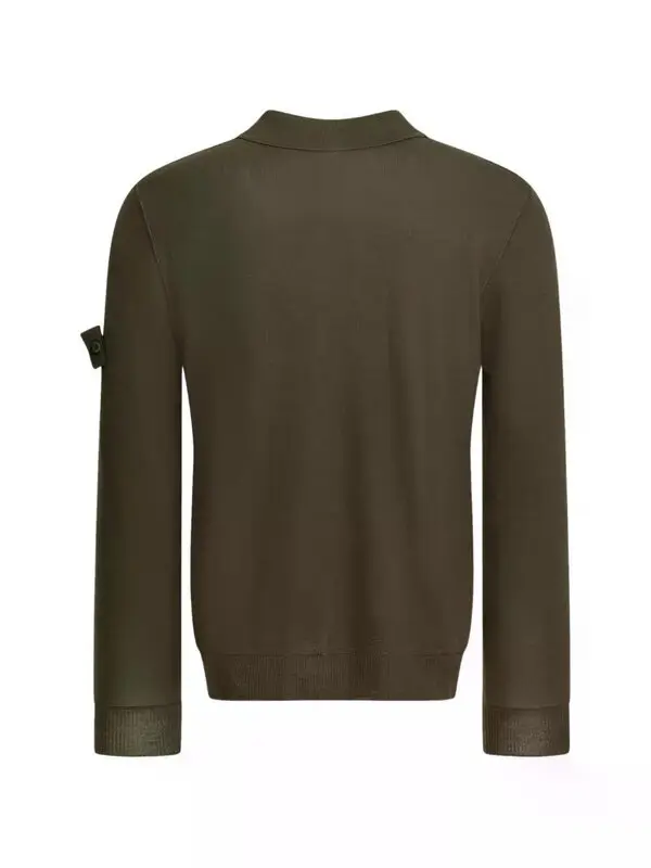 Stone Island Logo-patch Polo-collar Sweater - Green