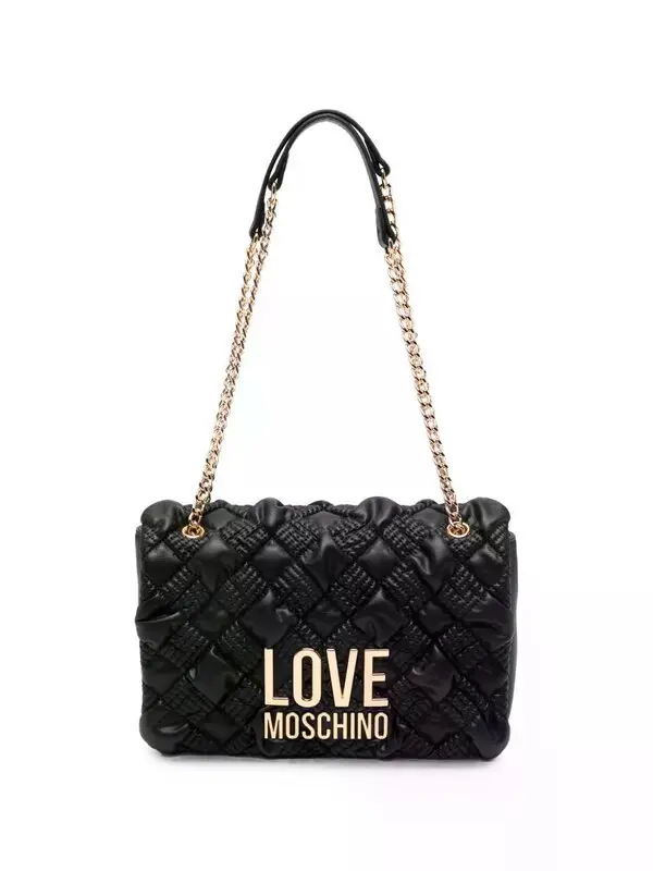 Moschino Quilted Logo Plaque Shoulder Bag