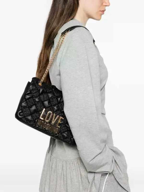 Moschino Quilted Logo Plaque Shoulder Bag