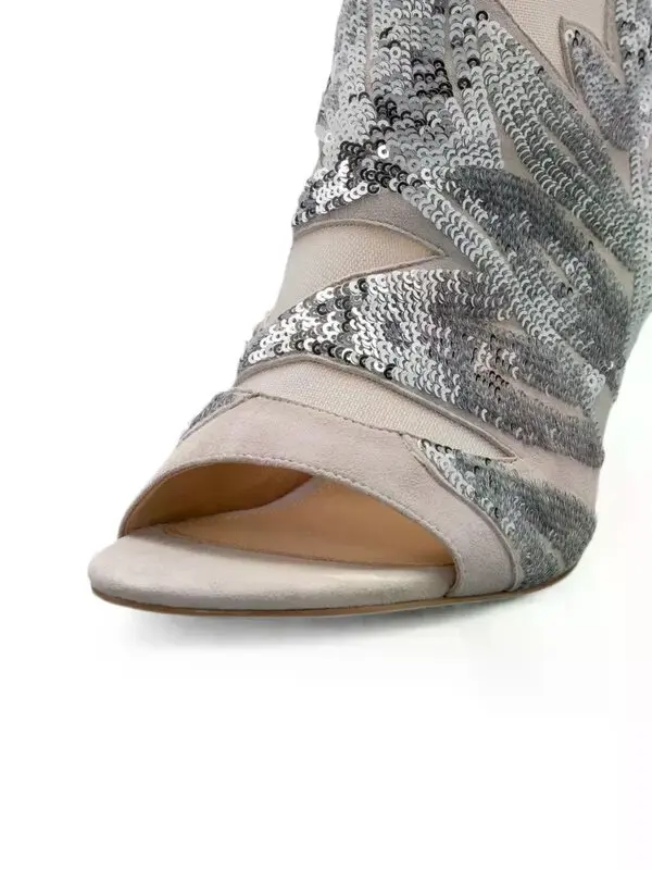 KAT MACONIE Sequin-embellished Peep-toe Ankle Boots