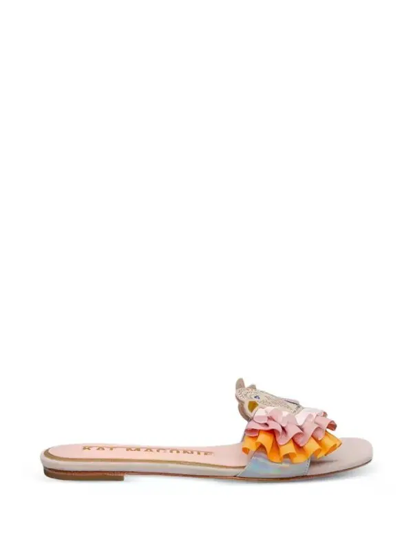 KAT MACONIE Embellished Ruffled Sandals - Neutrals