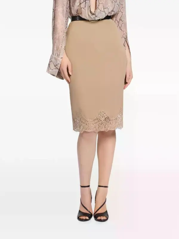 Elie Saab Lace Trim Pencil Midi Skirt