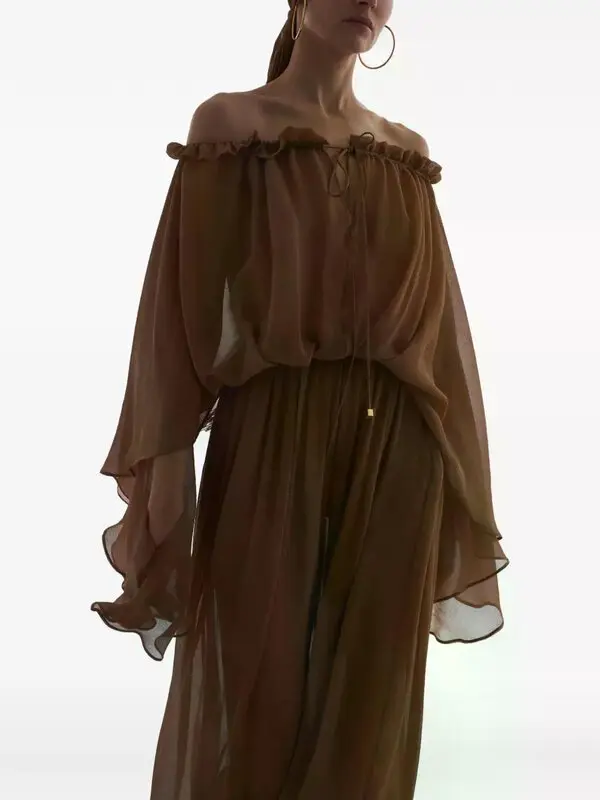 TALLER MARMO Ouarzazate Off-the-shoulder Silk Maxi Dress