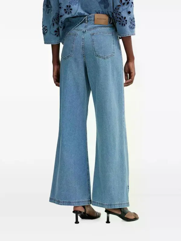 Munthe Floral Embroidered Cut-out Wide-leg Jeans