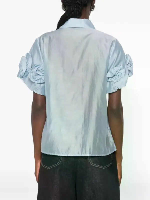 PAPER LACE Floral Appliqué Short Sleeve Shirt