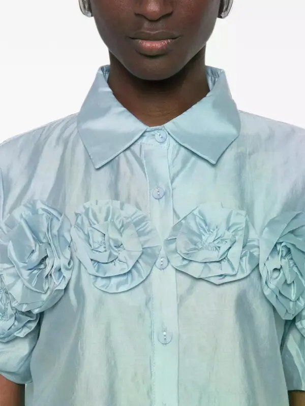 PAPER LACE Floral Appliqué Short Sleeve Shirt