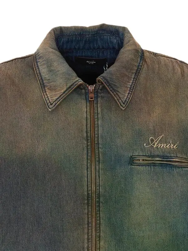 Amiri Lea Bones Zip-up Denim Jacket