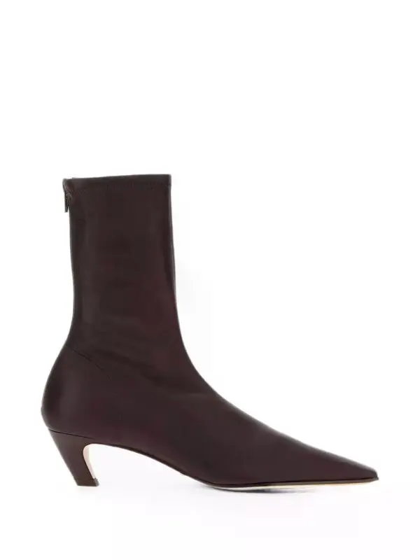 Khaite Arizona Leather Ankle Boots - Red