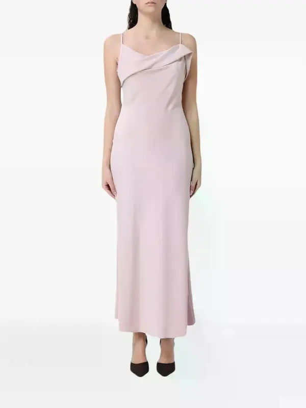 HANITA Maxi Asymmetric Cowl-neck Dress - Pink