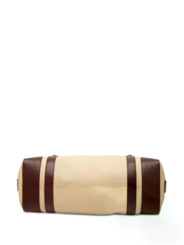BVLGARI 1990-2000 Leather Trimmed Canvas Tote Bag