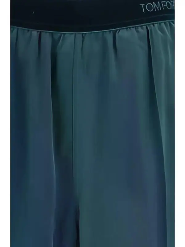 TOM FORD Logo-waistband Silk Trousers - Blue