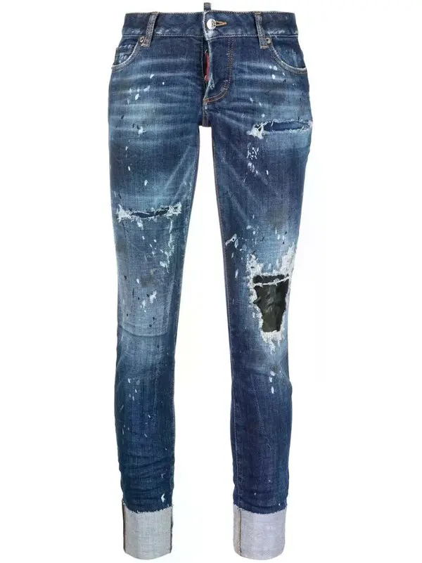 Dsquared2 Splatter-detail Skinny Jeans - Blue