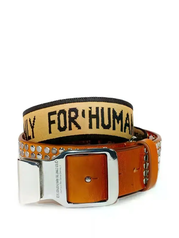 HTC LOS ANGELES Studded Panelled Belt - Brown