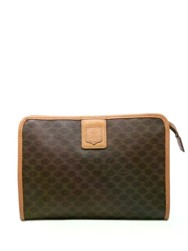 Celine 2012 Macadam Coated Canvas Clutch Bag - Brown