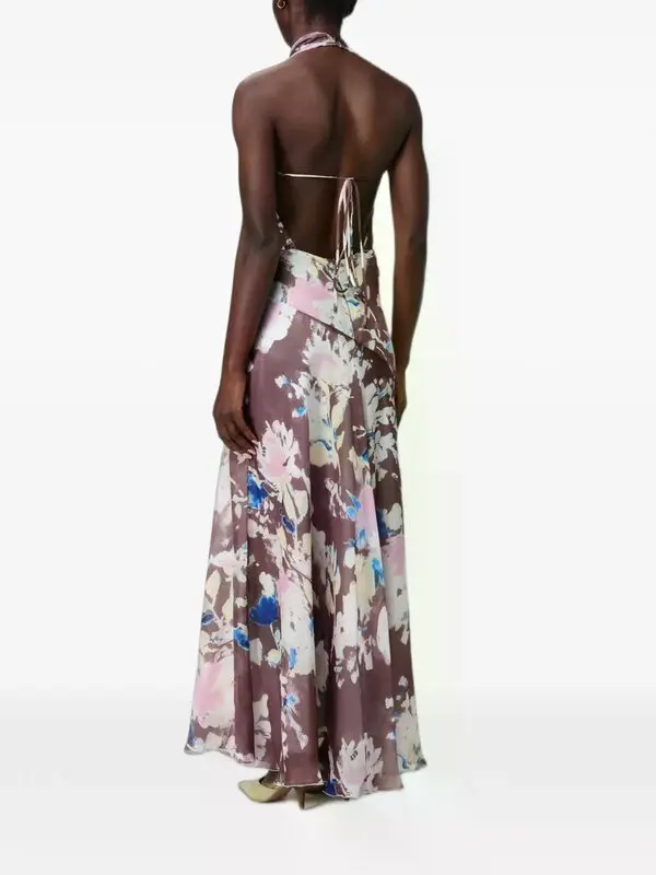 HANITA Floral Print Halterneck Maxi Dress