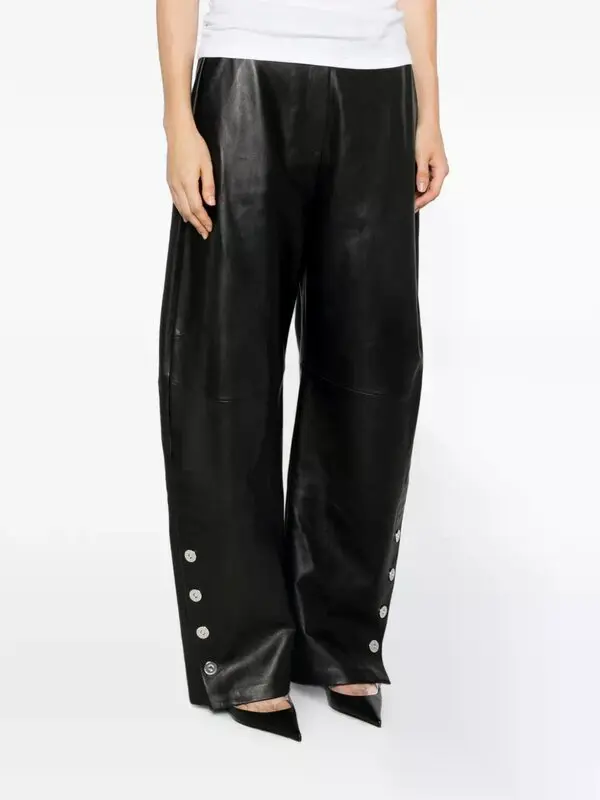 Sportmax Button-embellishment Leather Trousers