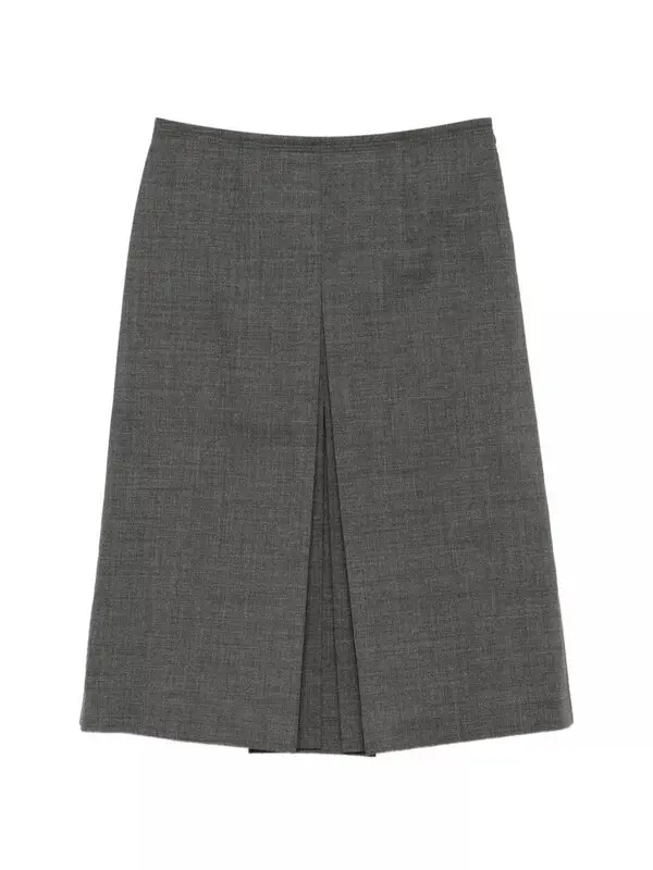 Prada Pleated-detail Triangle-logo Skirt - Grey