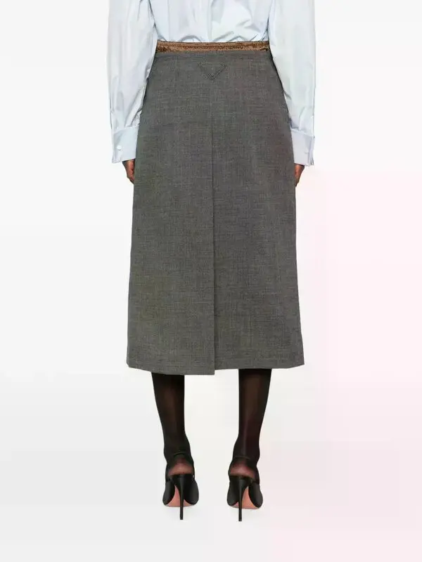 Prada Pleated-detail Triangle-logo Skirt
