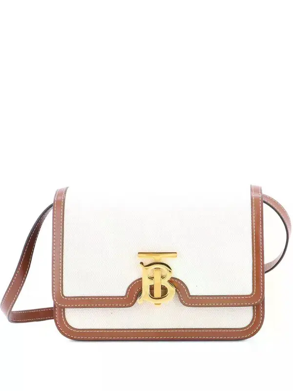 Burberry Tb Flap Bag Canvas Small Shoulder Bag - Brown